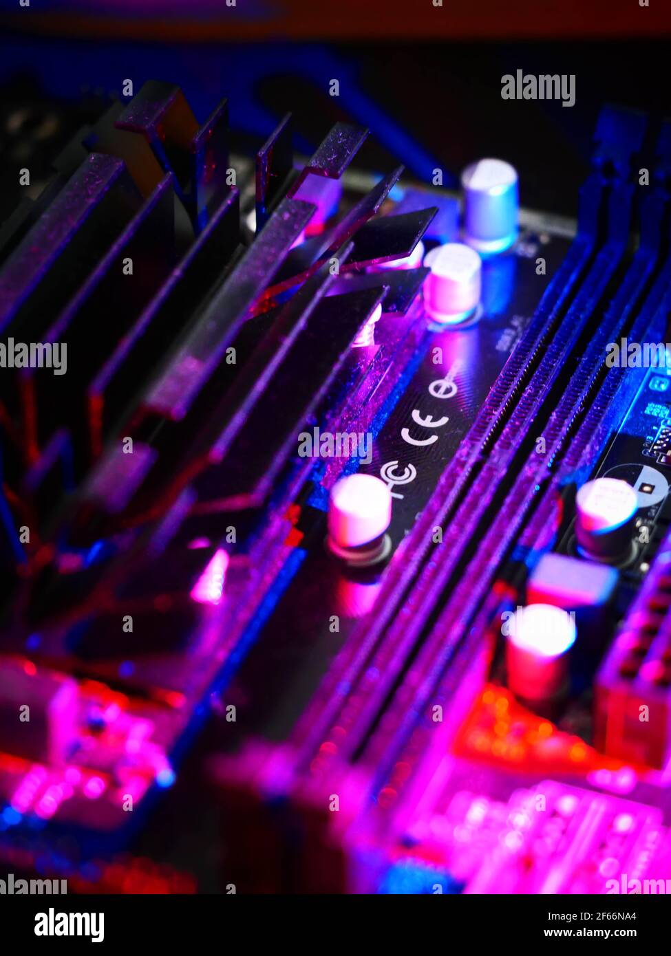 green Electronic system computer motherboard, digital chip with ...