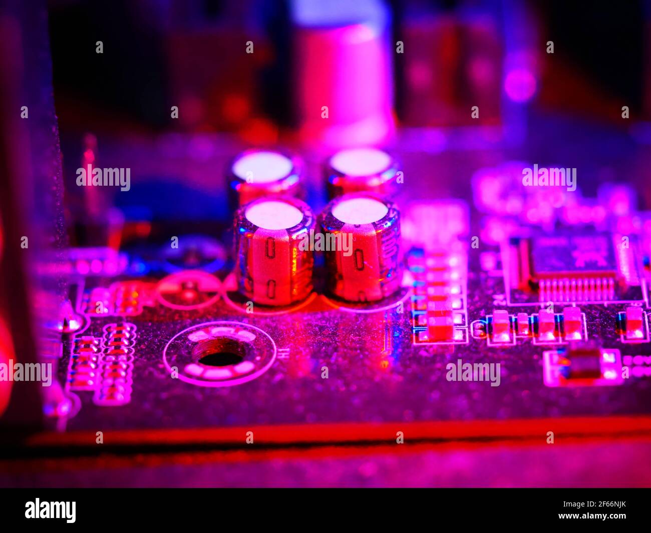 green Electronic system computer motherboard, digital chip with ...