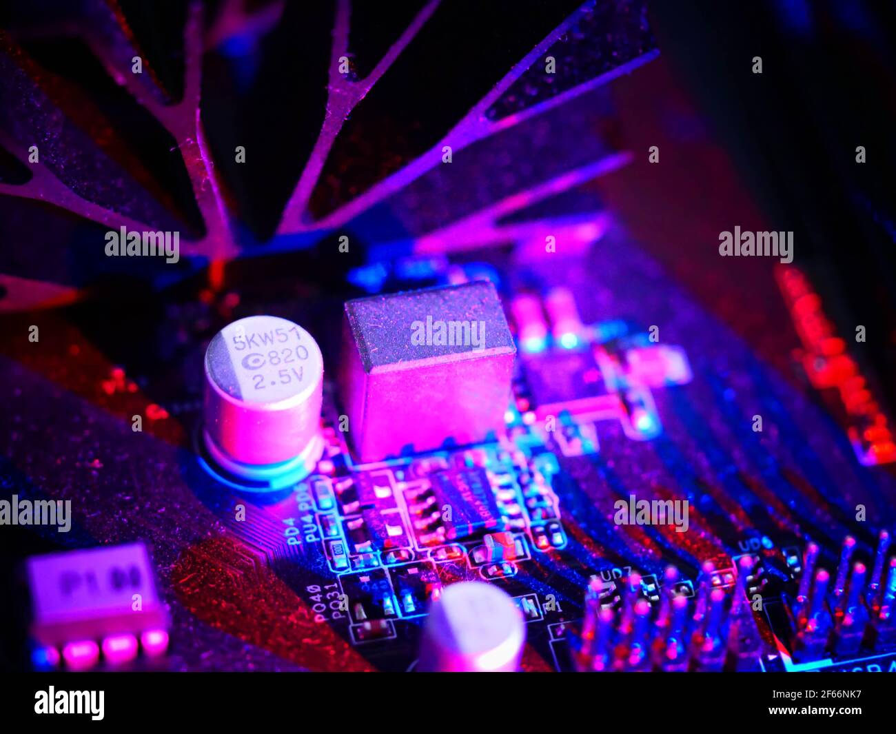 green Electronic system computer motherboard, digital chip with ...