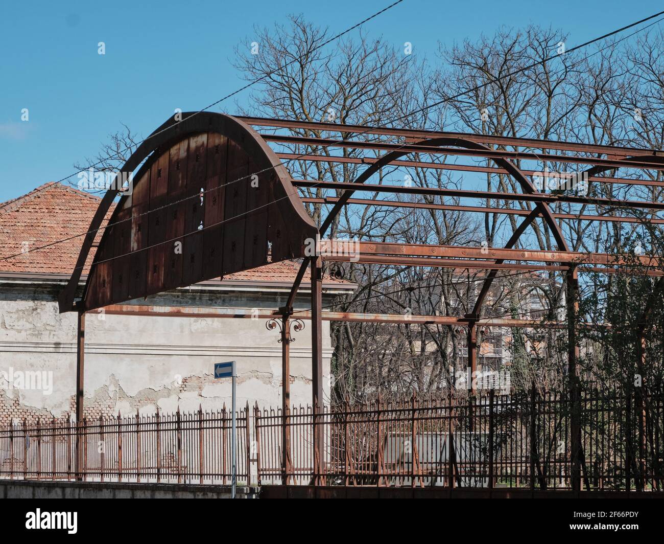 old slaughterhouse structure with rusty iron decorations (EX MACELLO ...