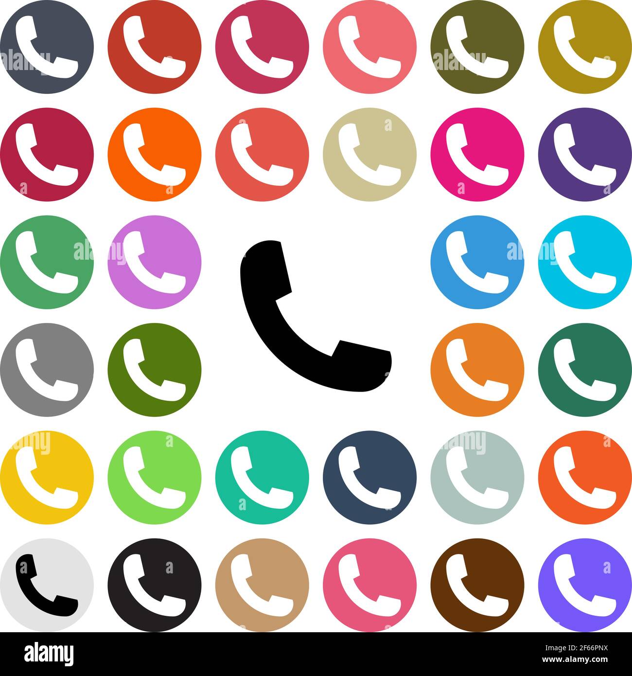 Vector modern phone flat design icon set in button Stock Vector Image ...