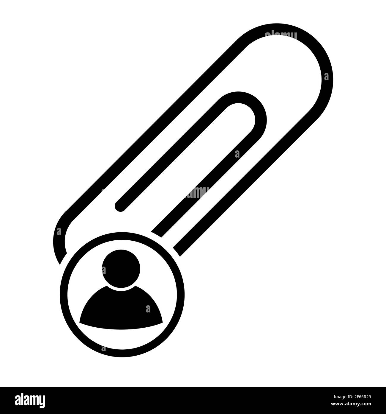 Paper clip with silhouette bust, black color isolated on white ...