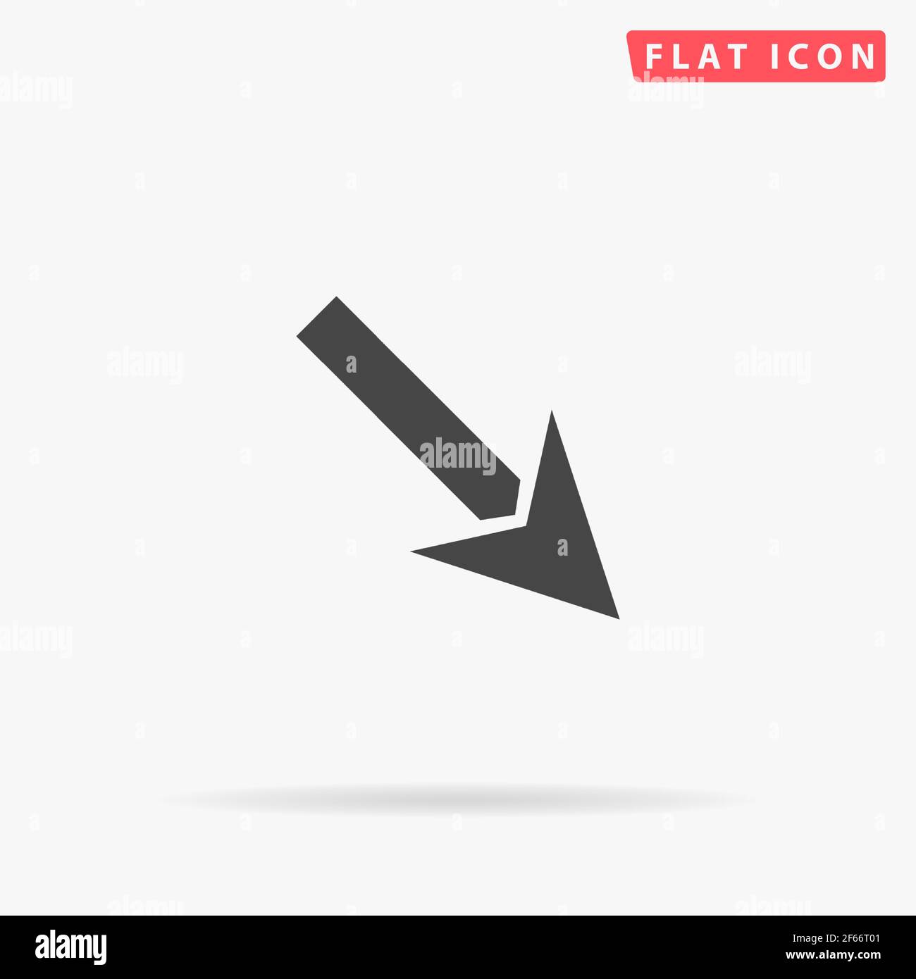 Down Right Arrow flat vector icon. Hand drawn style design ...