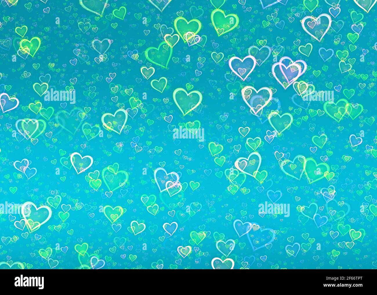 many shining hearts on blue backgrounds. Love symbol Stock Photo - Alamy