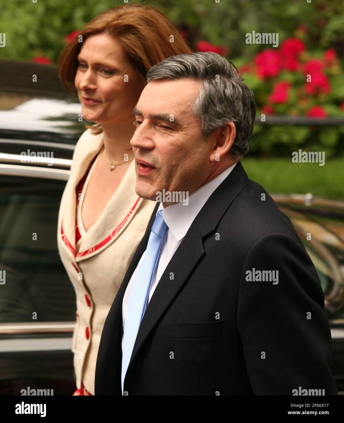 Gordon Brown arrives in Downing street on his first day as Britians new ...