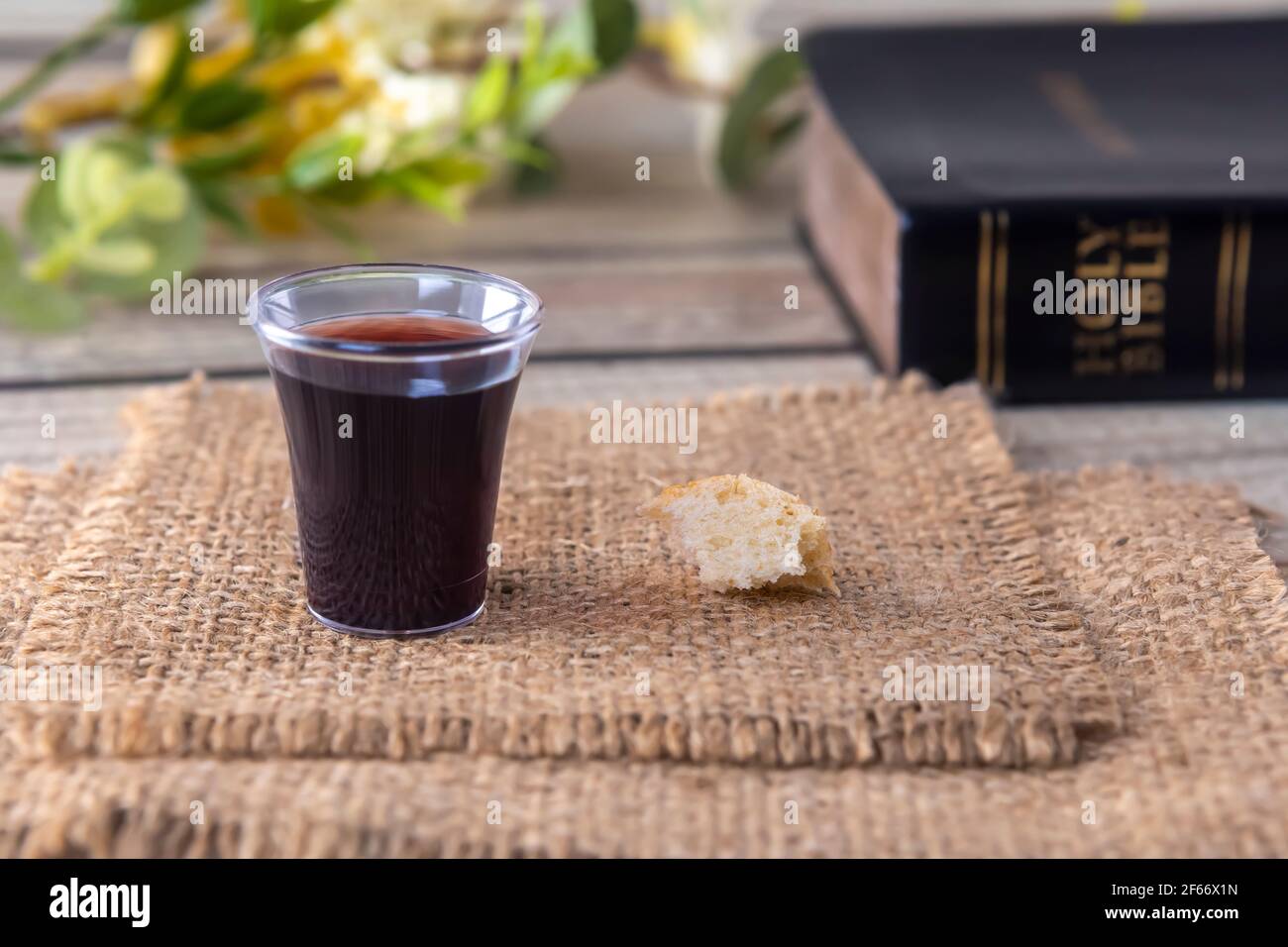 Taking communion concept - the wine and the bread symbols of Jesus ...