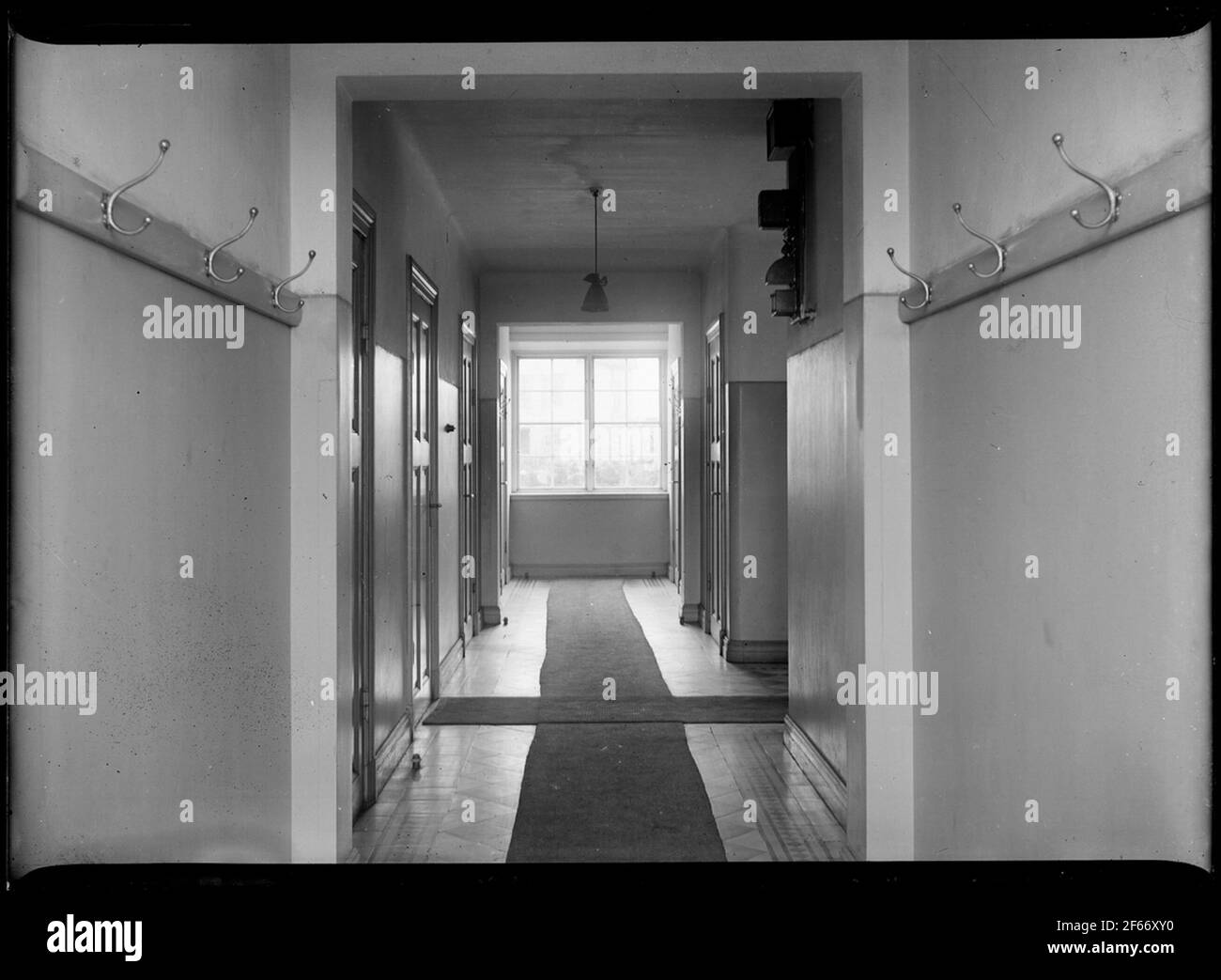 Interior image from crossing house for railway staff. Hall Stock Photo ...