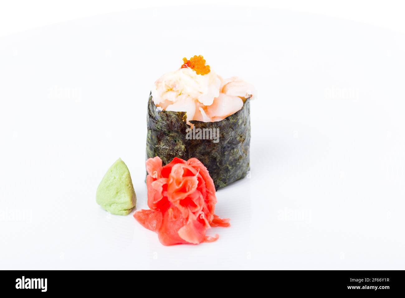 Traditional japanese gunkan sushi with snow crab and tobiko red caviar ...