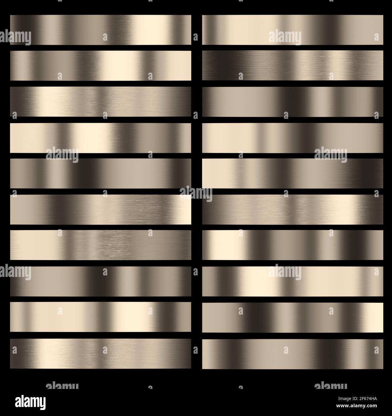 collection of metallic brass stripes 3d render Stock Photo - Alamy