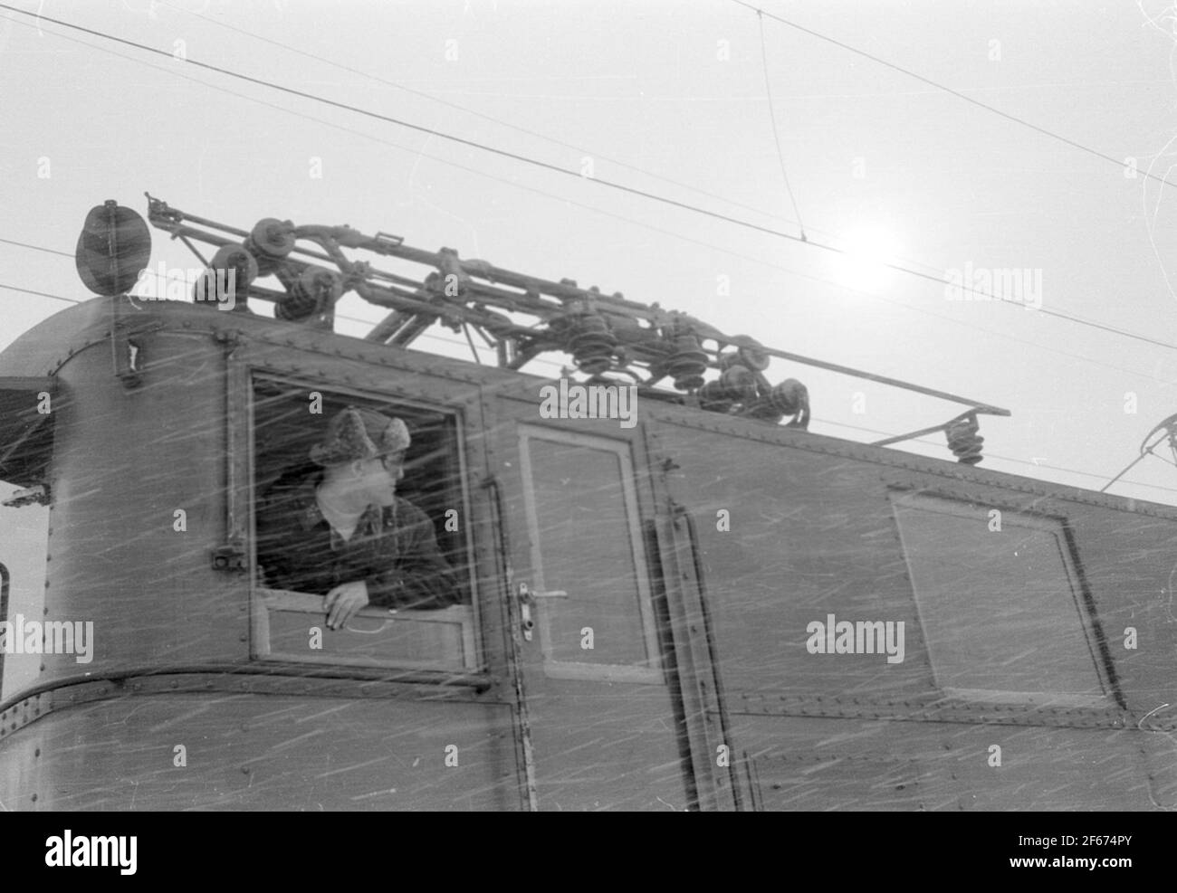 Train driver in window Stock Photo - Alamy
