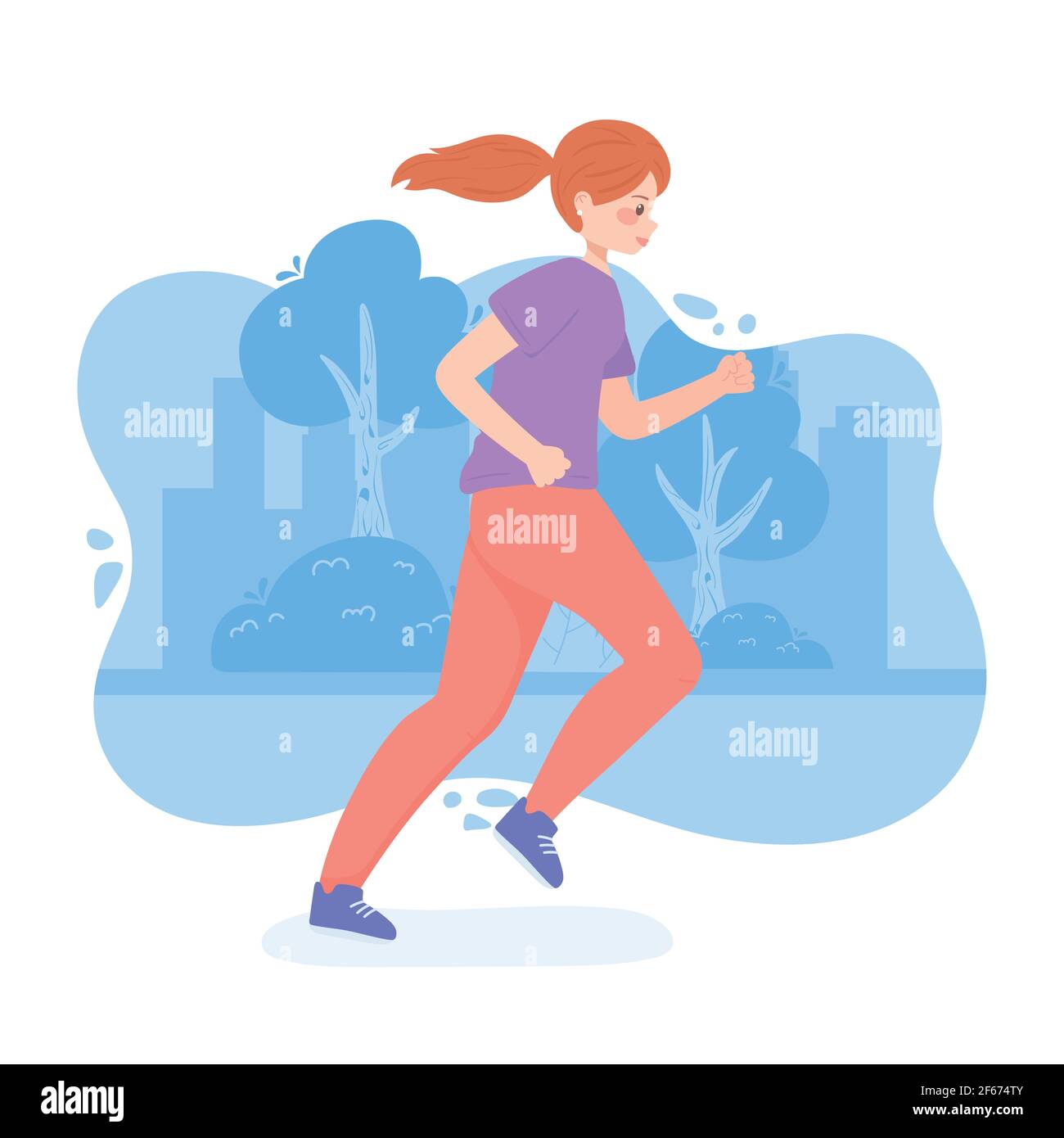 female young running park cartoon Stock Vector Image & Art - Alamy