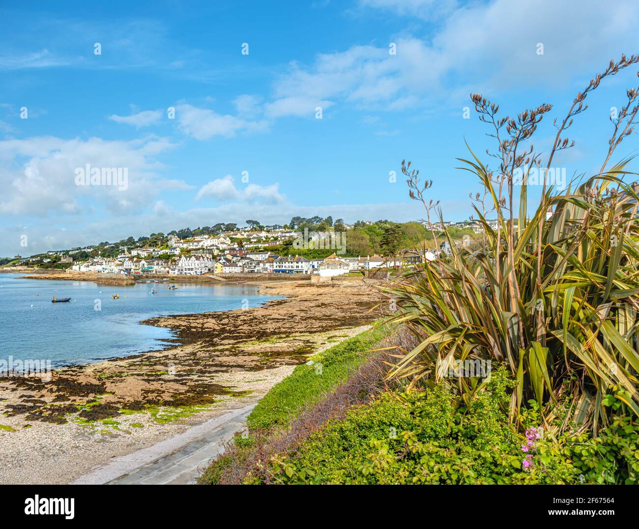 Scenic coastline of the village St Mawes, Cornwall, England, UK Stock ...