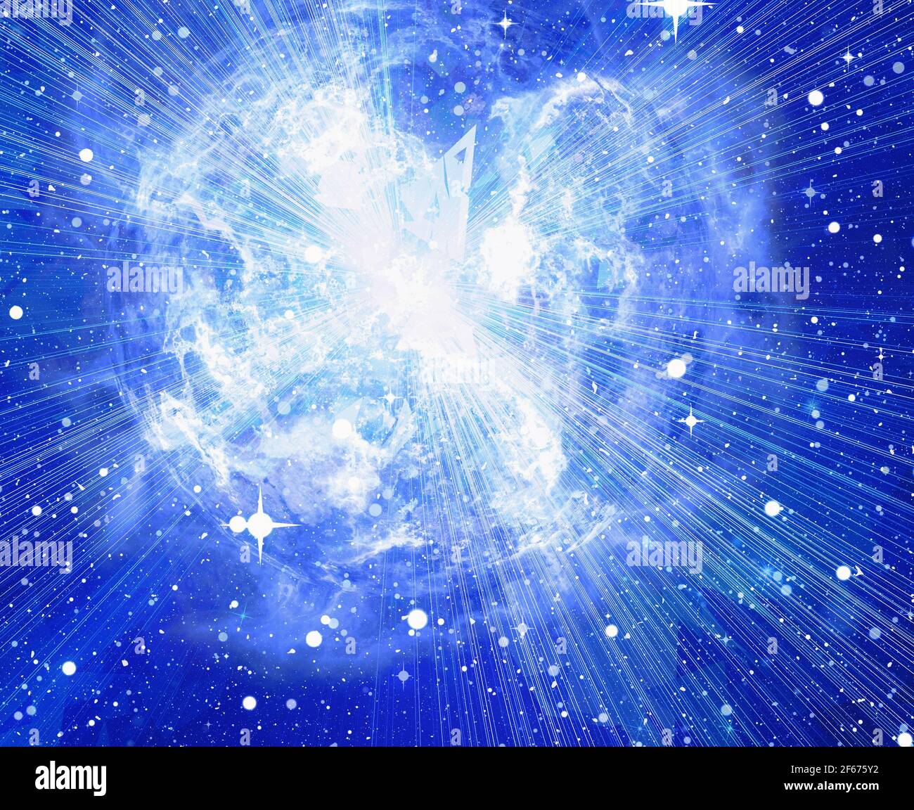 burst bright blue electrical planet in space Stock Photo - Alamy