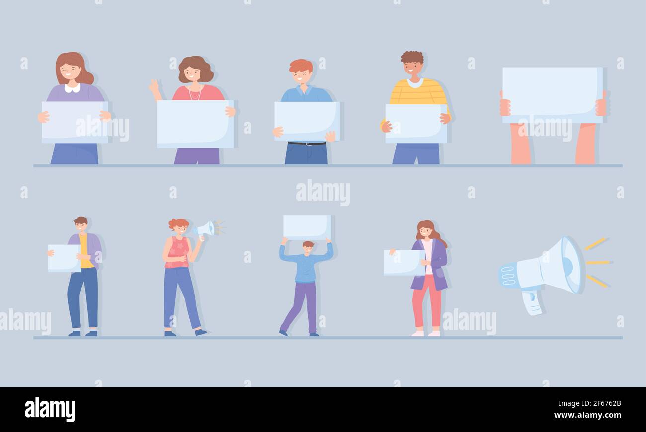 people sign megaphone protest activism Stock Vector Image & Art - Alamy