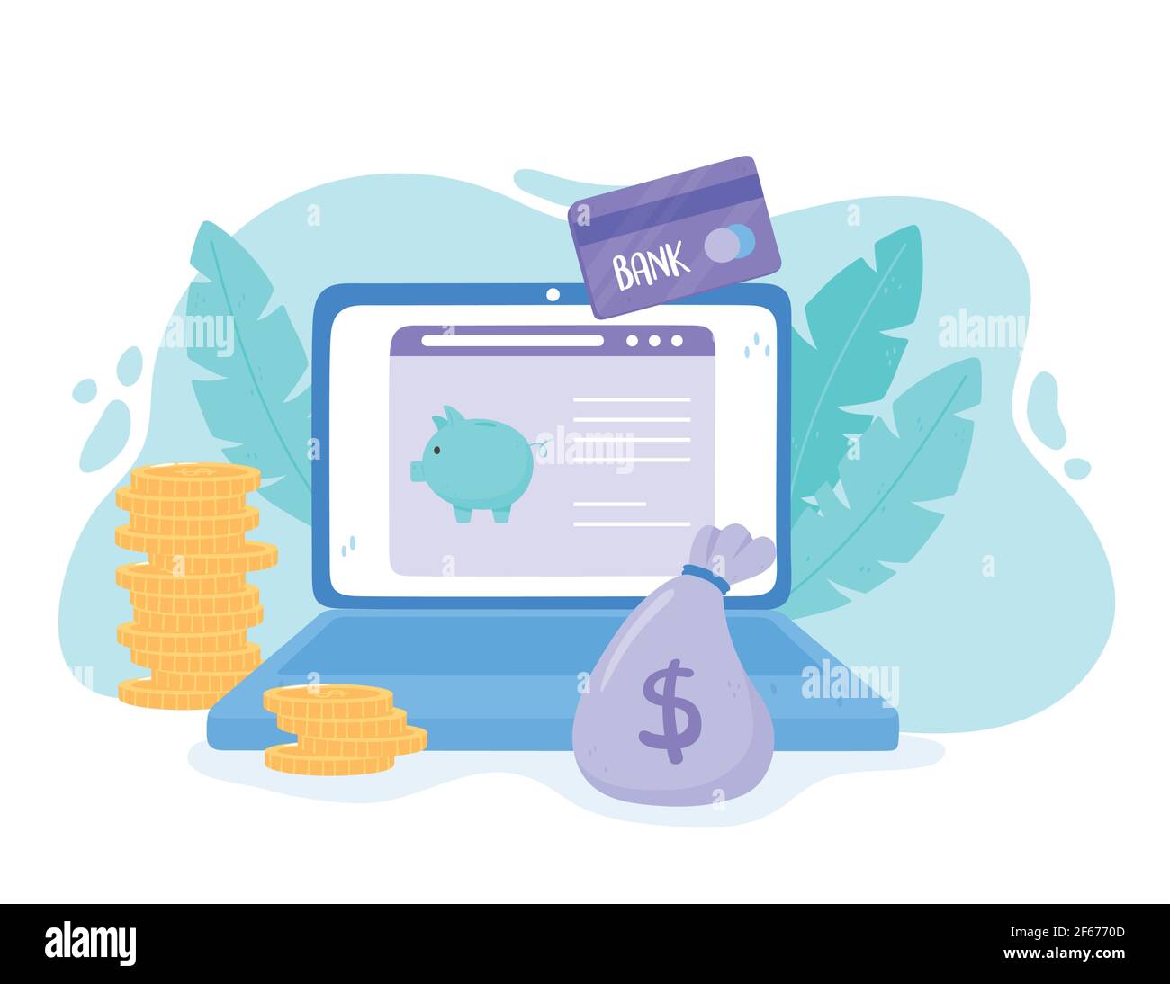 laptop online banking money card Stock Vector Image & Art - Alamy