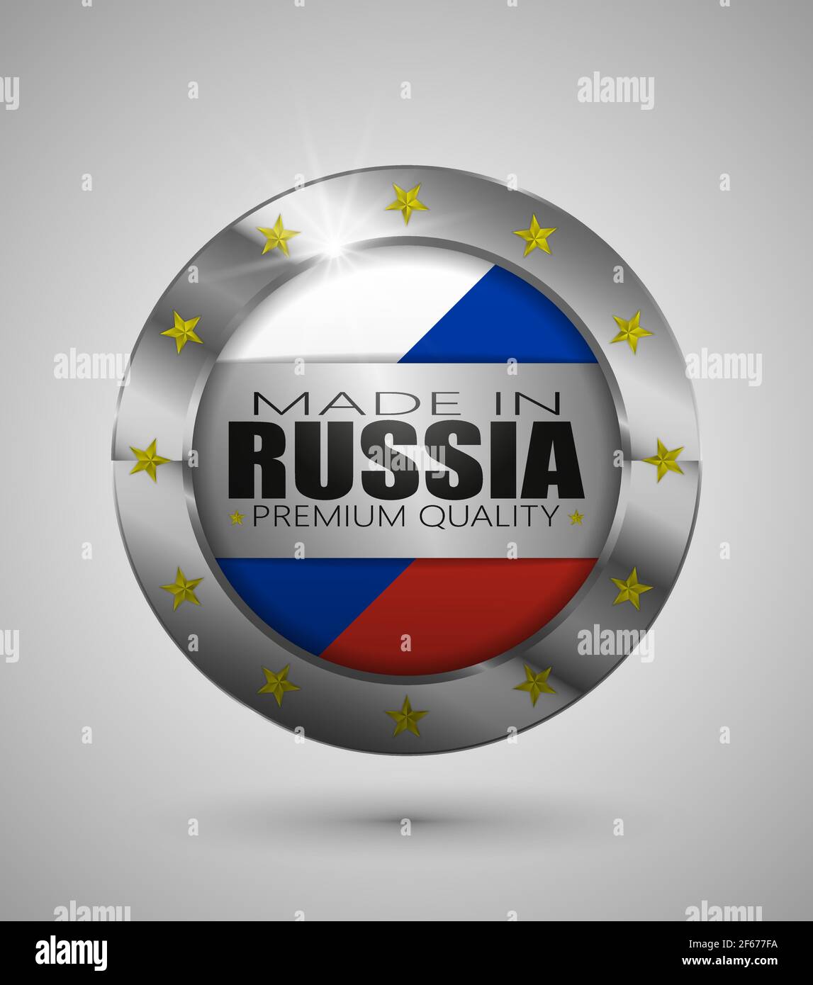 EPS10 Vector illustration. Realistic button. Made in Russia, Premium ...
