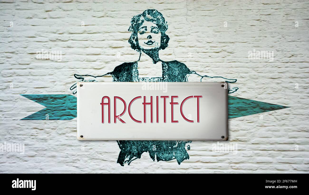 Street Sign the Direction Way to Architect Stock Photo - Alamy