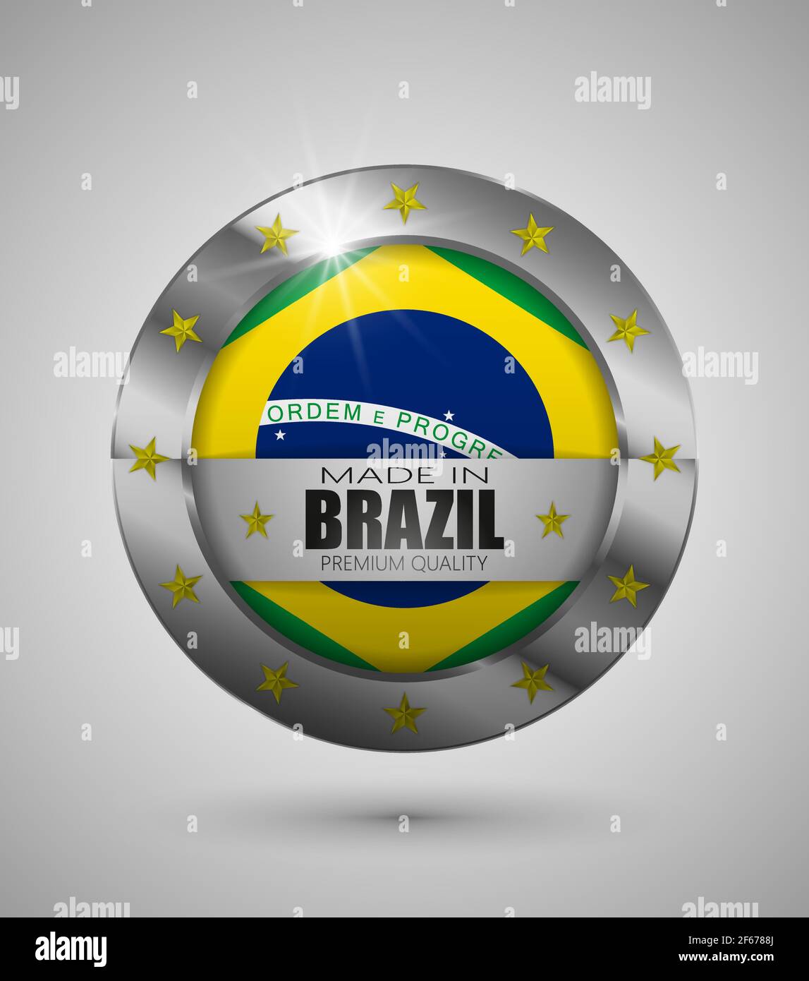 EPS10 Vector illustration. Realistic button. Made in Brazil, Premium ...