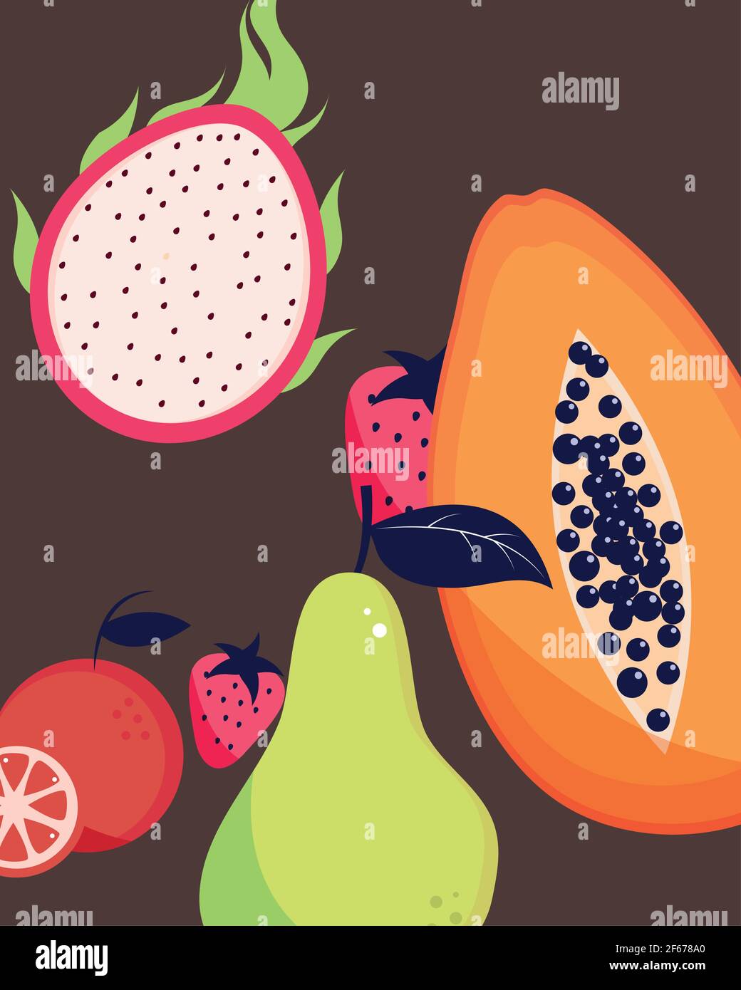 tropical fruits papaya pear pitaya Stock Vector Image & Art - Alamy