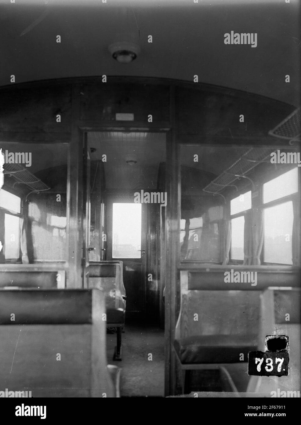 The interior of the eastern central railway (ÖCJ) motor carriage 22 ...