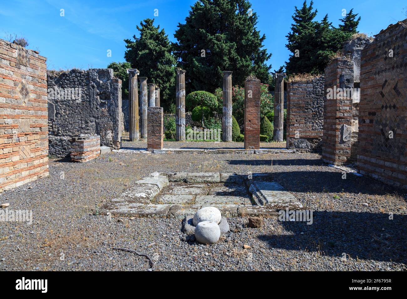The marble impluvium in the atrium of a large Roman Domus (house ...