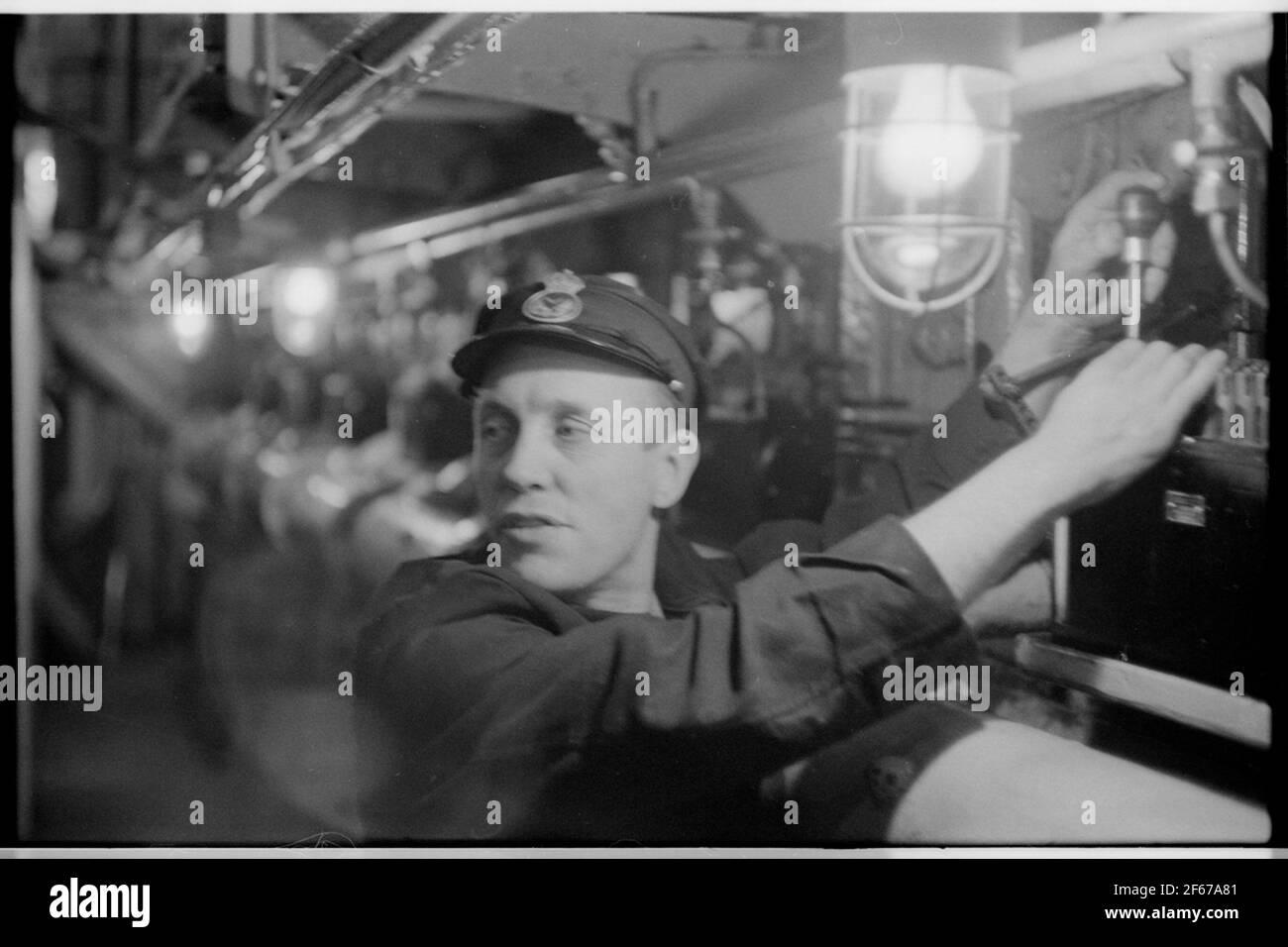 Work in engine room on train ferry Stock Photo - Alamy