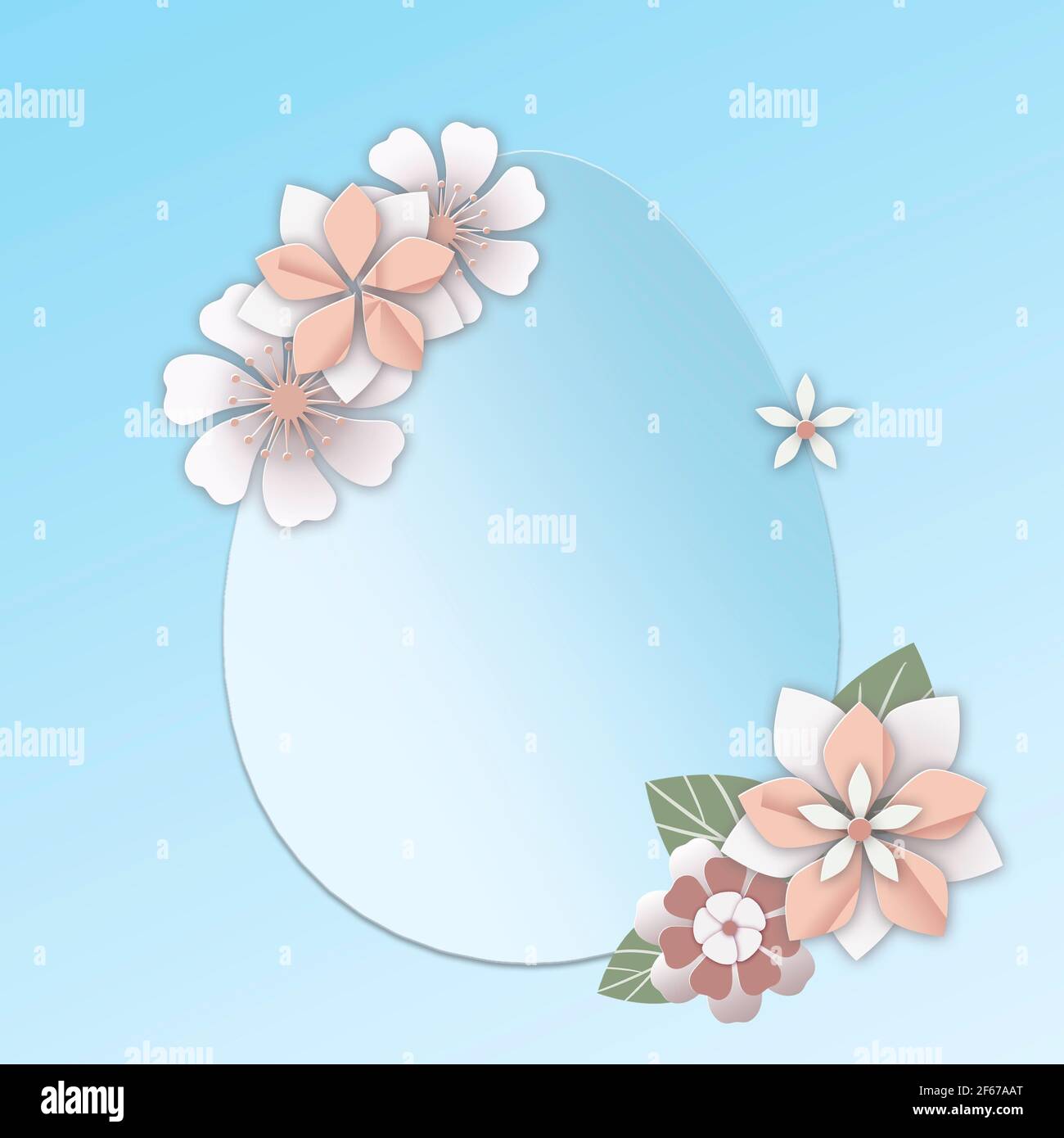 Happy Easter blue background with copy space. Greeting card design, 3d ...