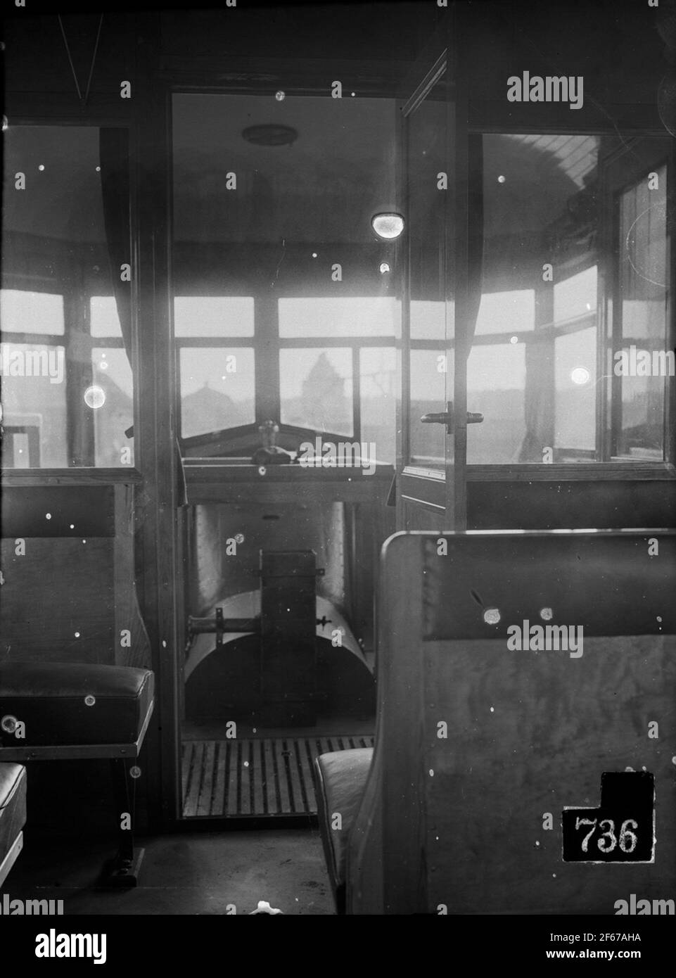 The interior of the eastern central railway (ÖCJ) motor carriage 22 ...