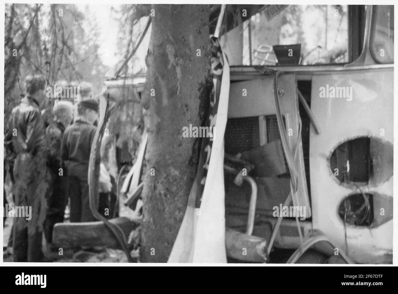 Collision Damaged Bus, State Railways, SJ Bus 2496 Stock Photo - Alamy