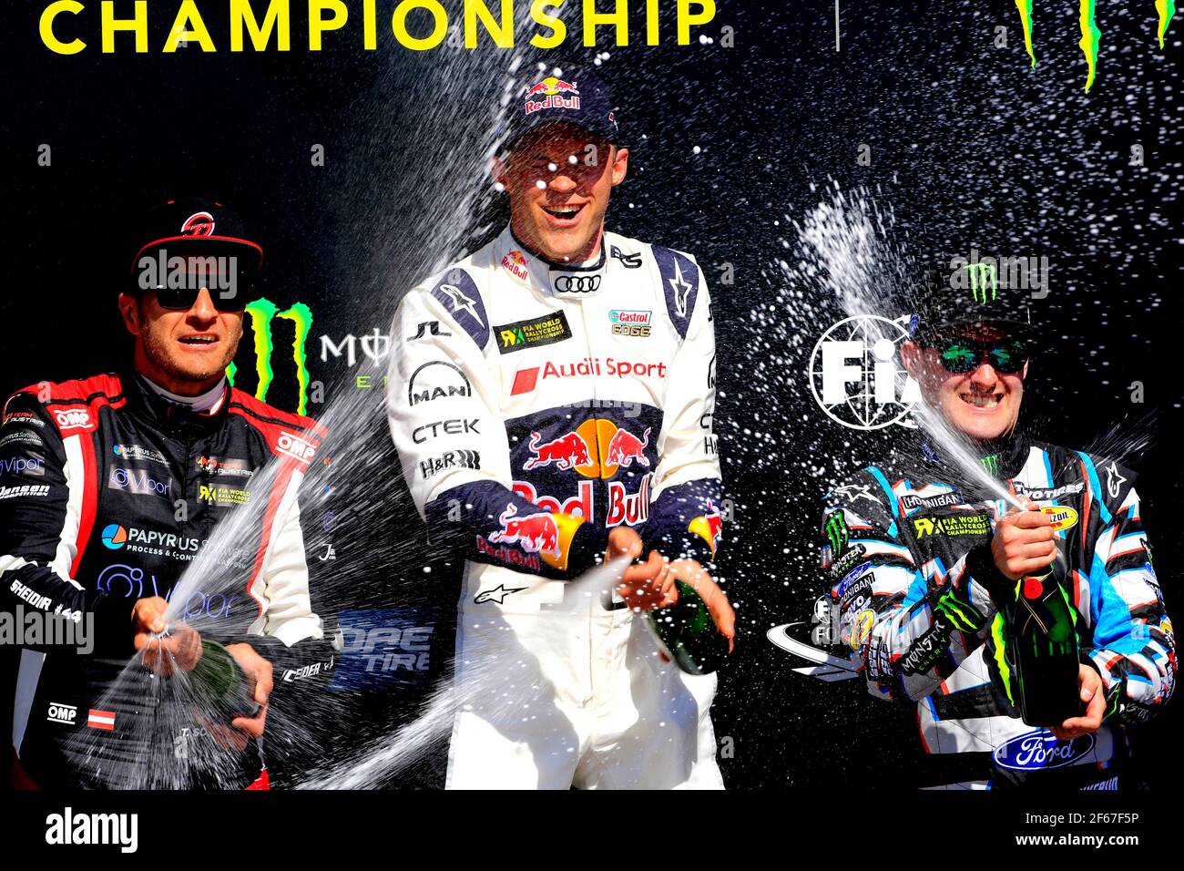 Mattias EKSTROM Timo SCHEIDER Andreas BAKKERUD during the FIA WRX World ...