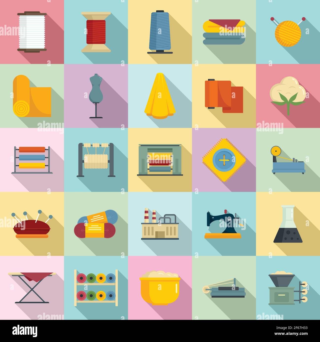 Textile production icons set, flat style Stock Vector Image & Art - Alamy