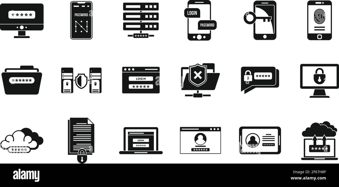 Account multi-factor authentication icons set, simple style Stock ... Account multi-factor authentication icons set, simple style Stock ...