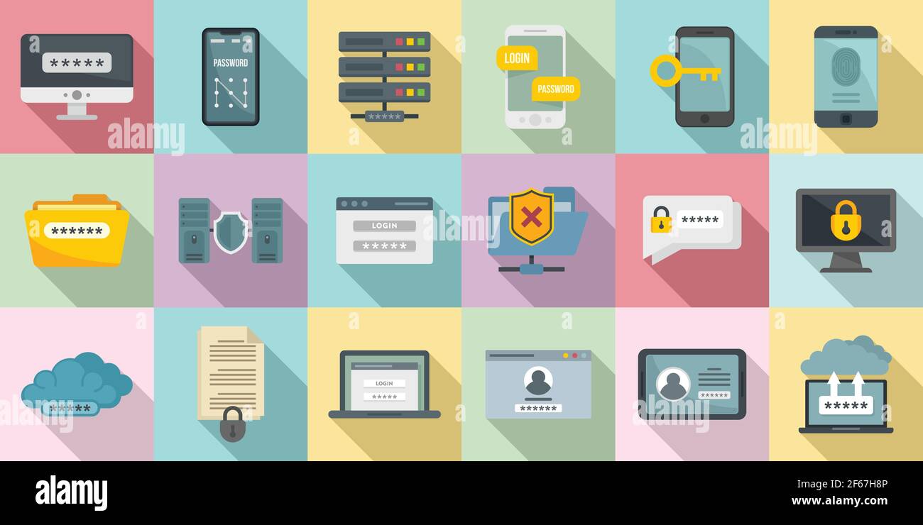 Multi-factor authentication icons set, flat style Stock Vector Image ... Multi-factor authentication icons set, flat style Stock Vector Image ...