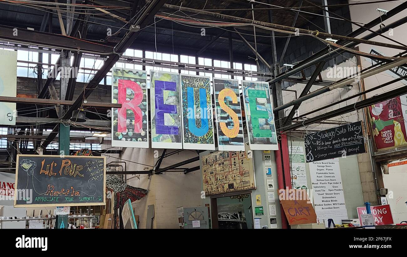 Use of Recycled and Upcycled Products as Art and Decor Stock Photo - Alamy