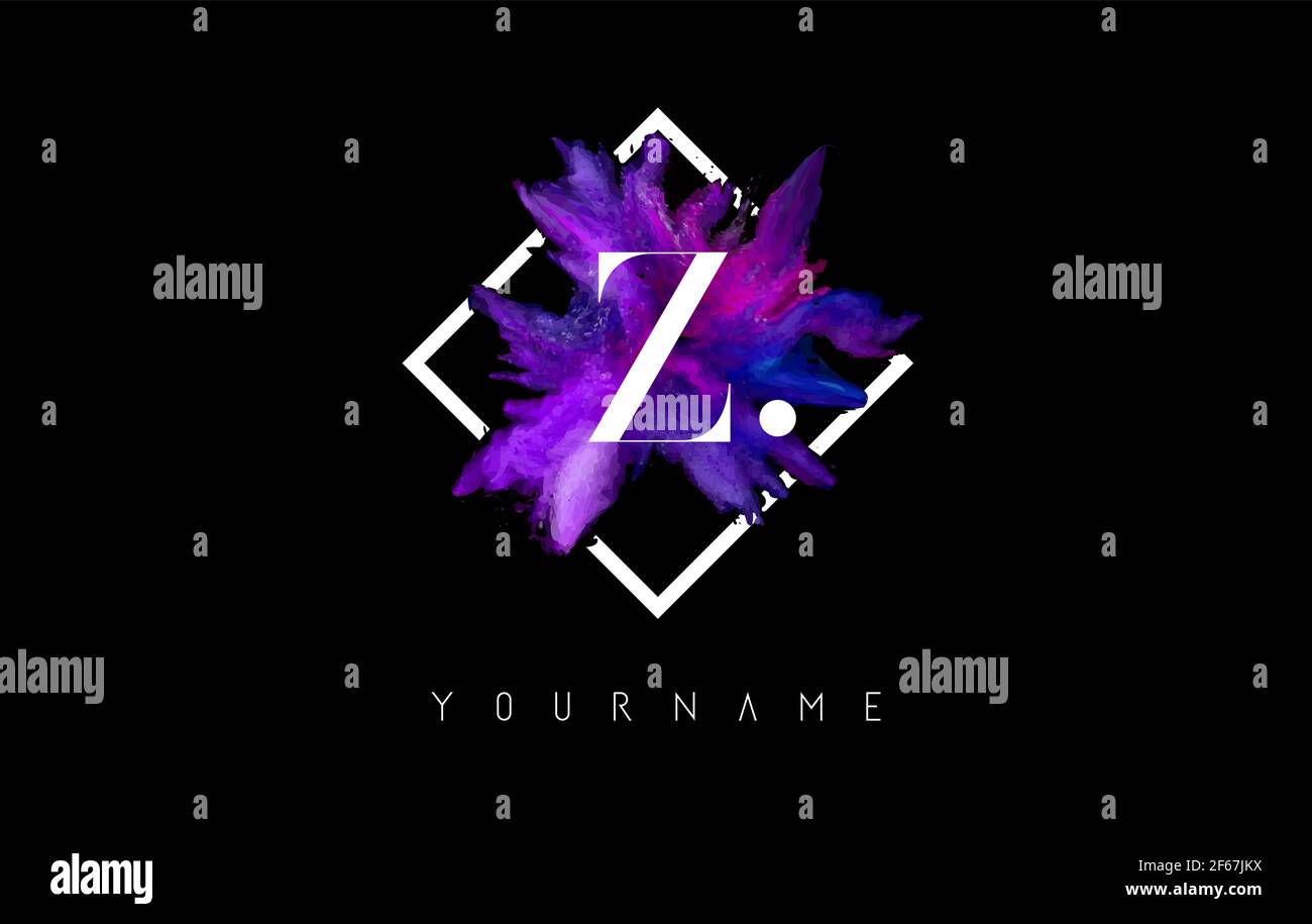 Z Letter Logo Design with Colorful ink Stroke over White Square Frame ...