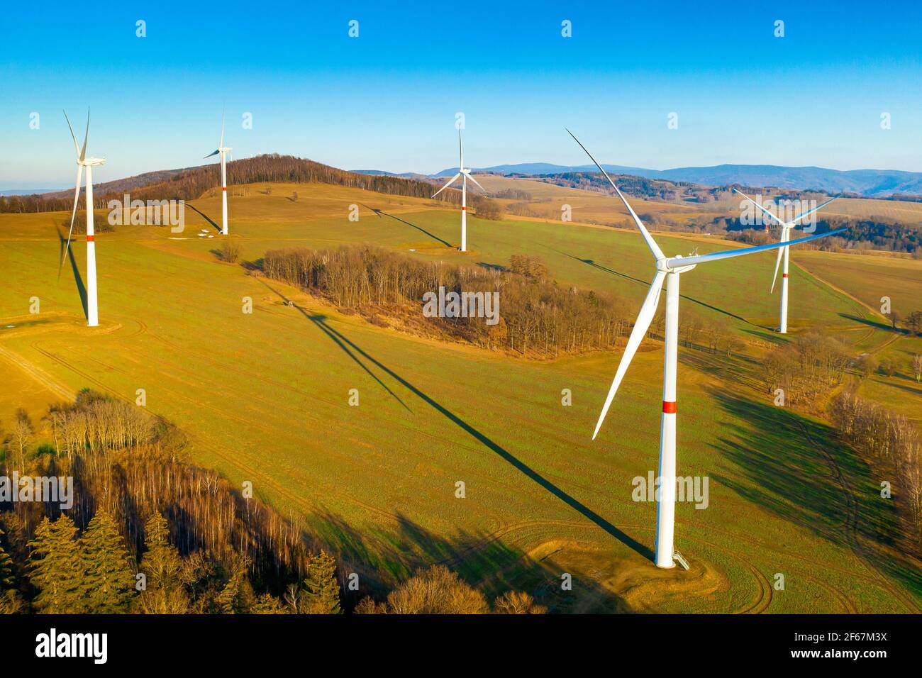 Drone aerial view windfarm turbines hi-res stock photography and images ...