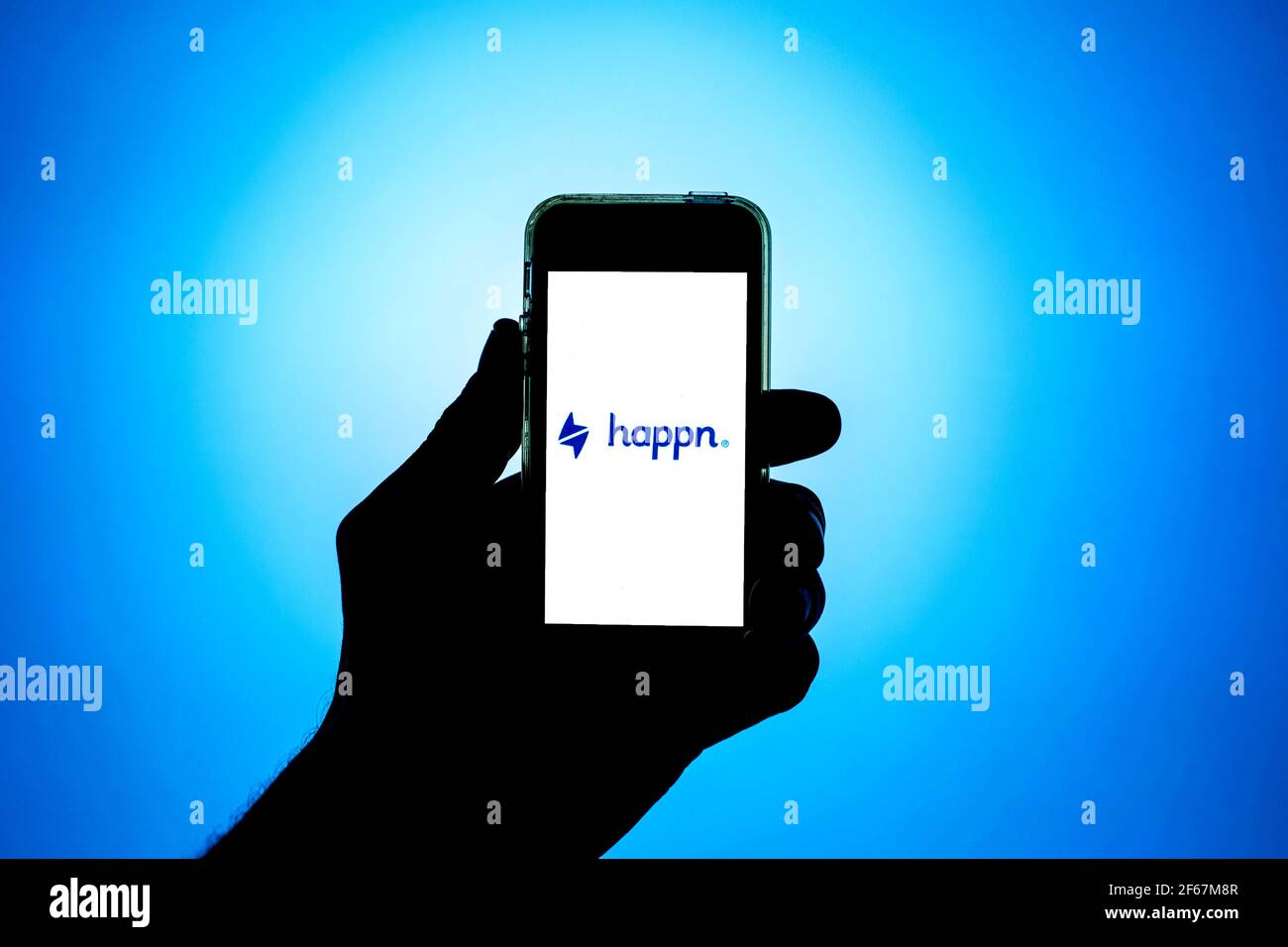 In this photo illustration, the Happn app seen displayed on a ...