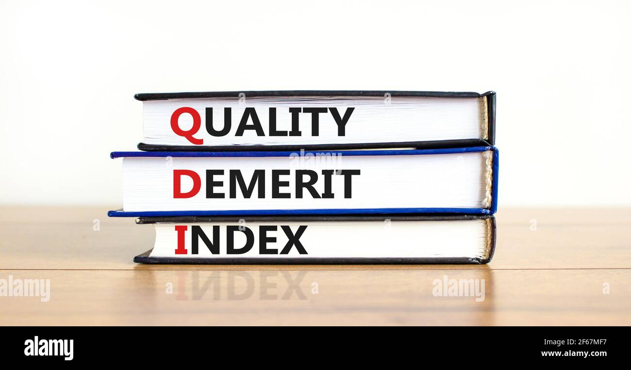 QDI, quality demerit index symbol. Books with words 'QDI, quality ...