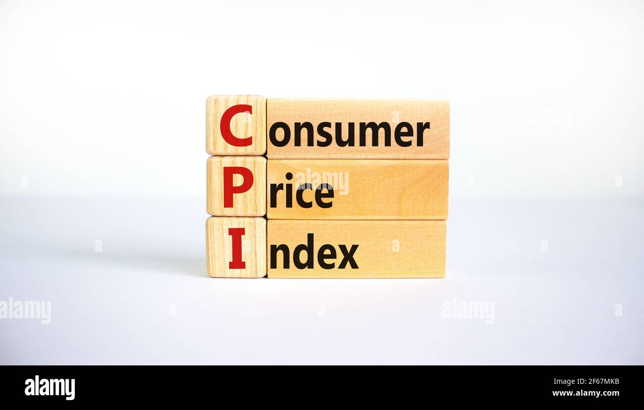 CPI, consumer price index symbol. Wooden blocks with words 'CPI ...