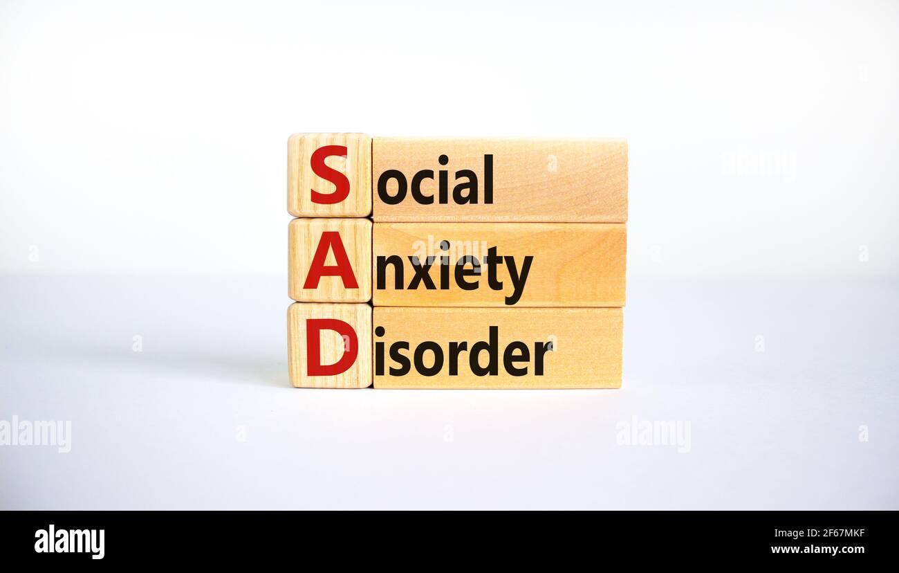 SAD, social anxiety disorder symbol. Concept words 'SAD, social anxiety ...