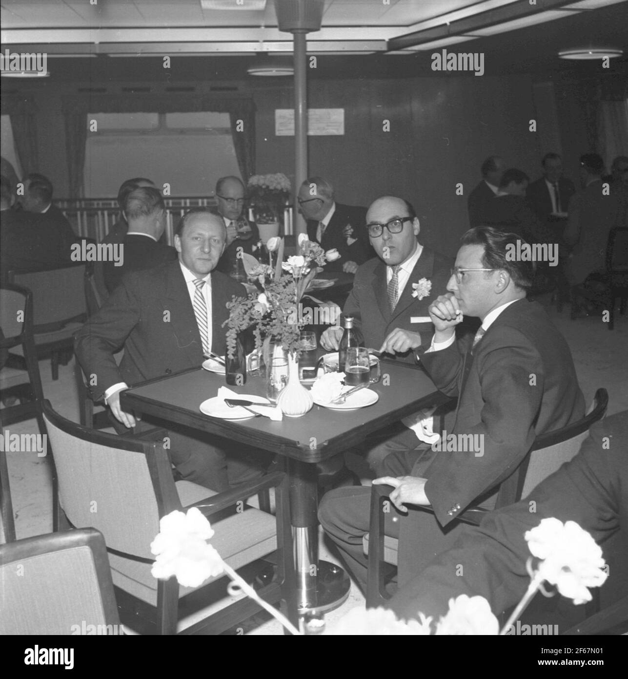 M / S Trelleborg, inauguration trip.journalist table Stock Photo - Alamy