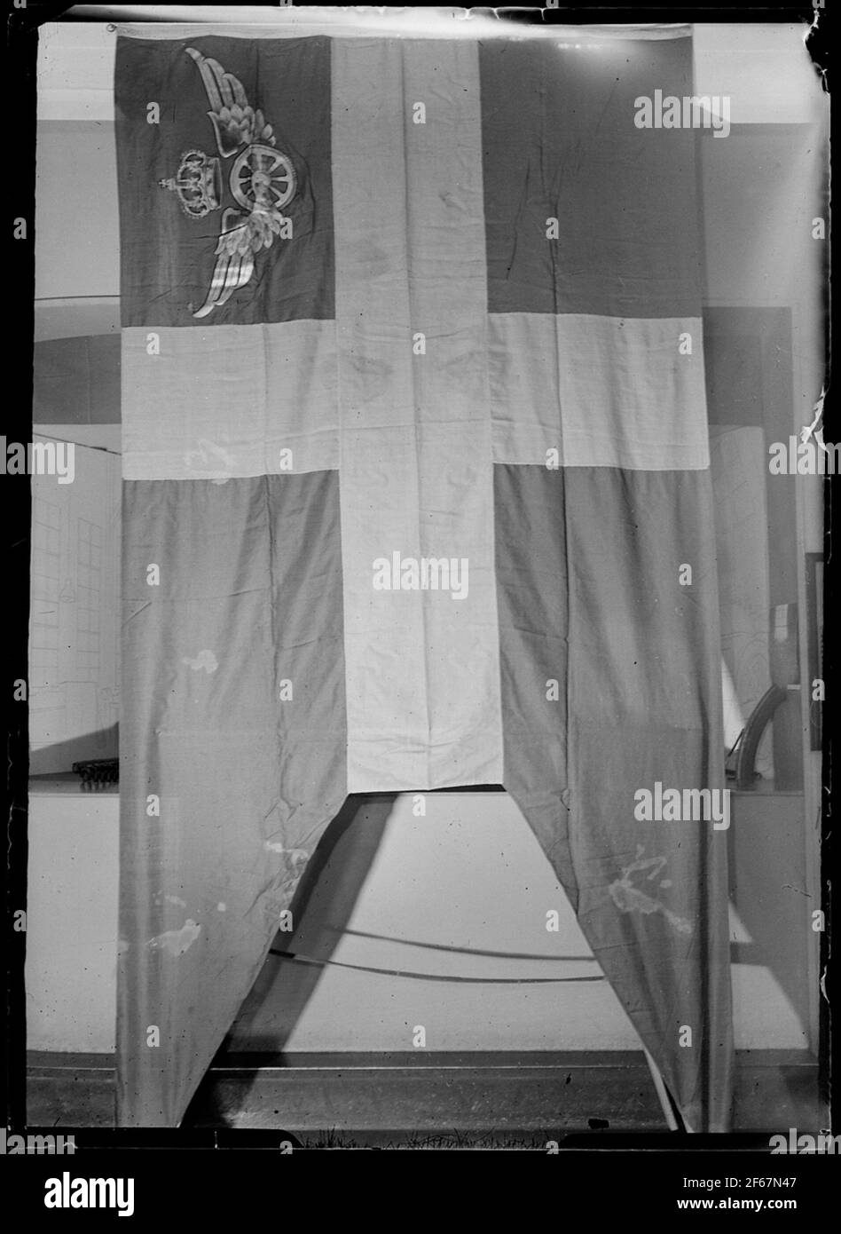 Railway flag with winged wheel Stock Photo - Alamy