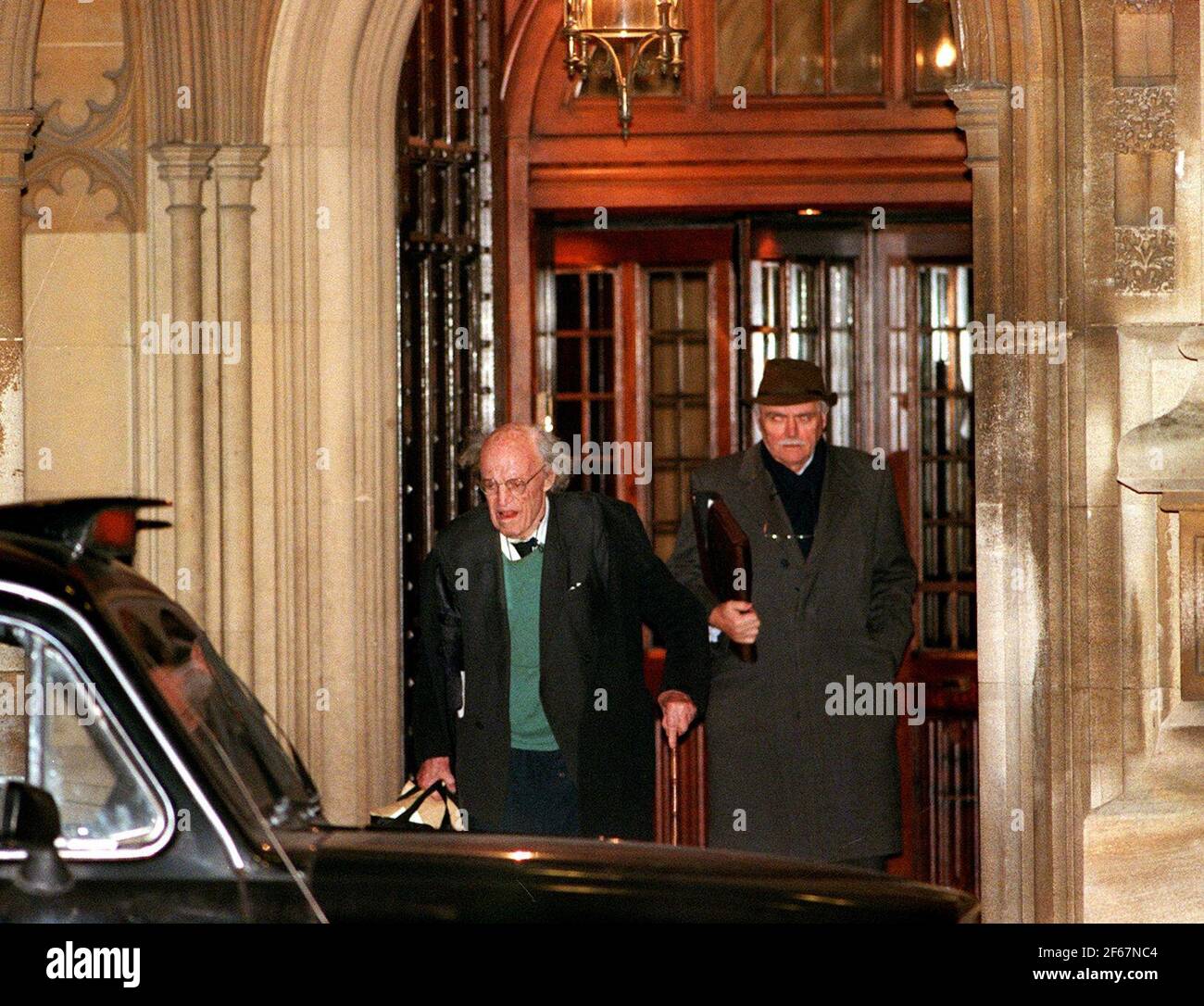 Lord Longford January 2000 leaving the House of Lords after he voted ...