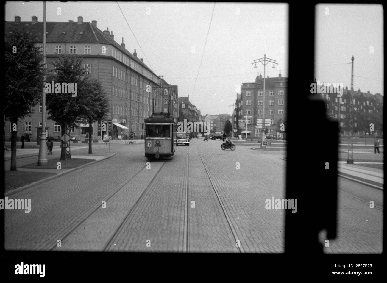 Aarhus Tram roads, Oskvagn 11 in line 2 Vid Harald Jensens Space MOT ...
