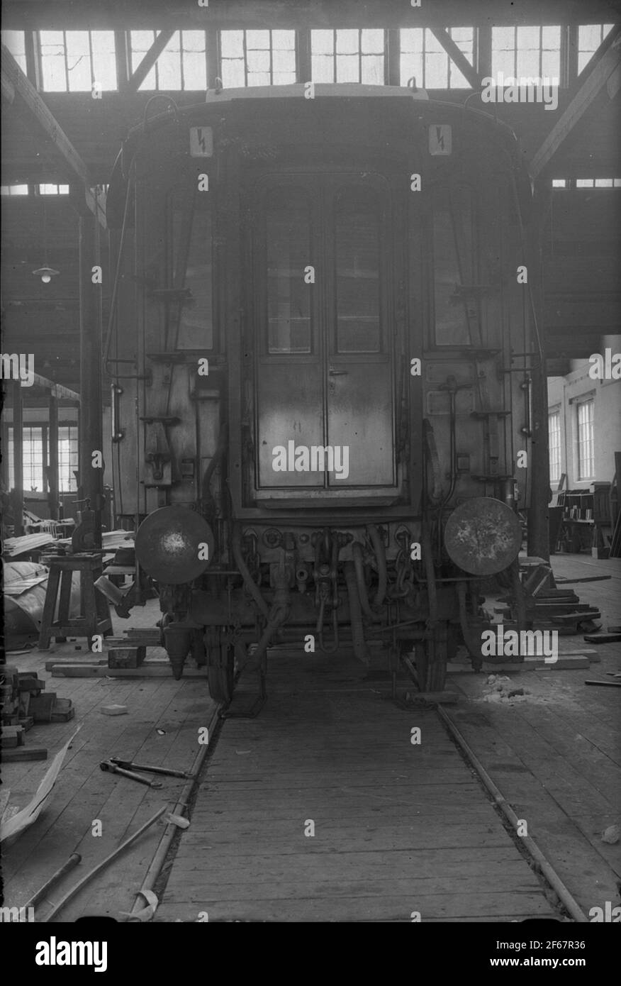 Cars, gable in mounting hall Stock Photo - Alamy