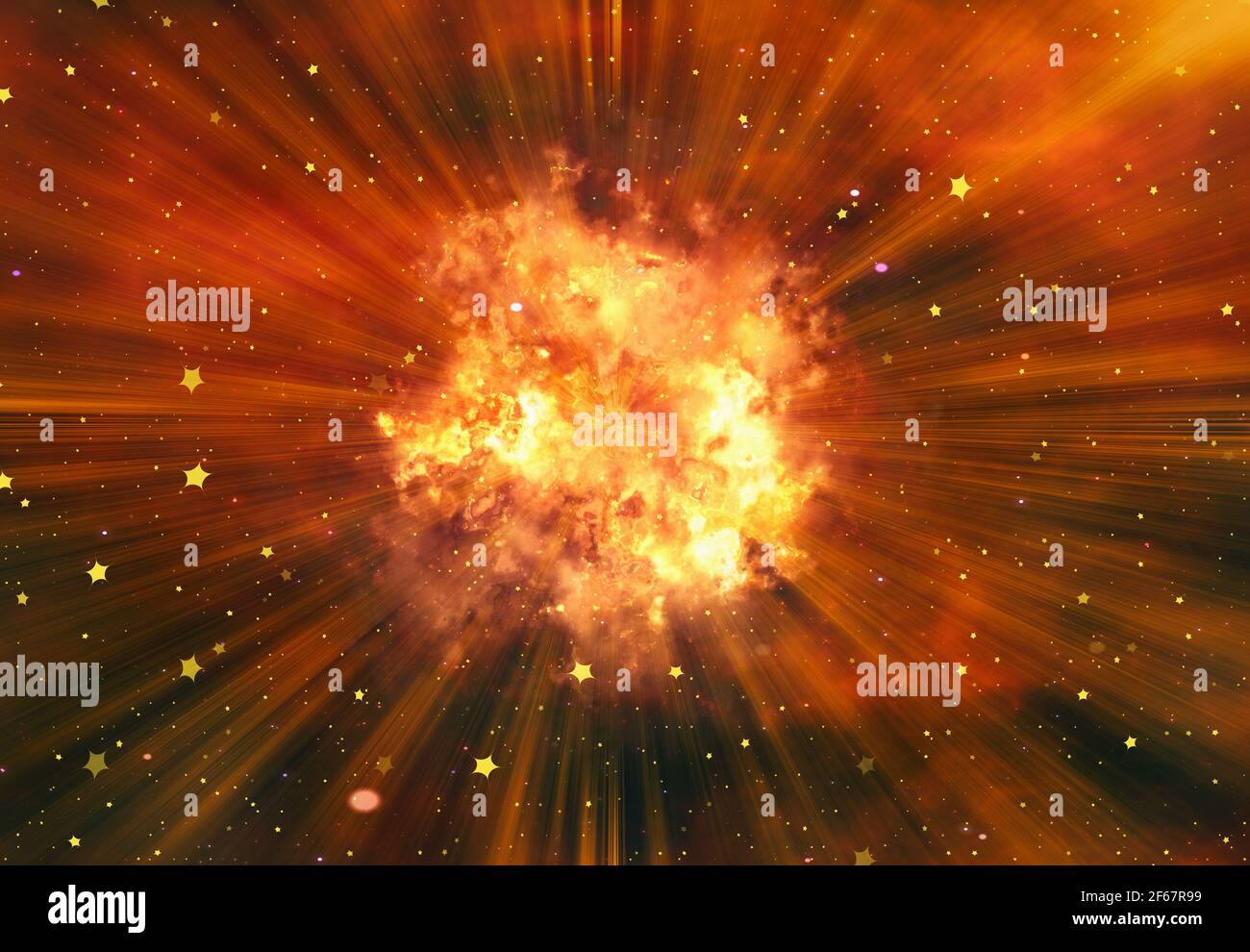 bright explosion fire flash on a space background Stock Photo - Alamy