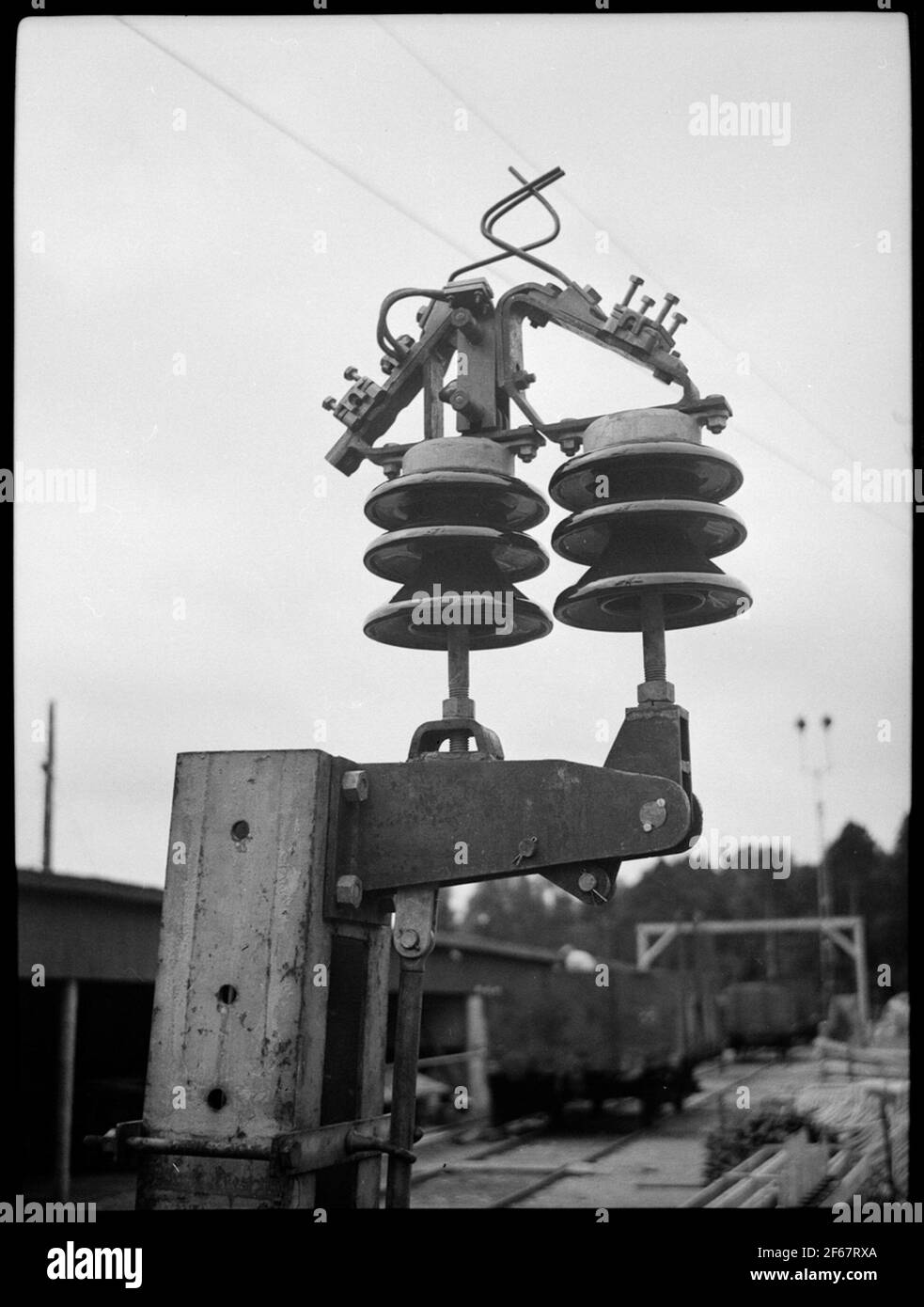 Detail, contact line post Stock Photo - Alamy