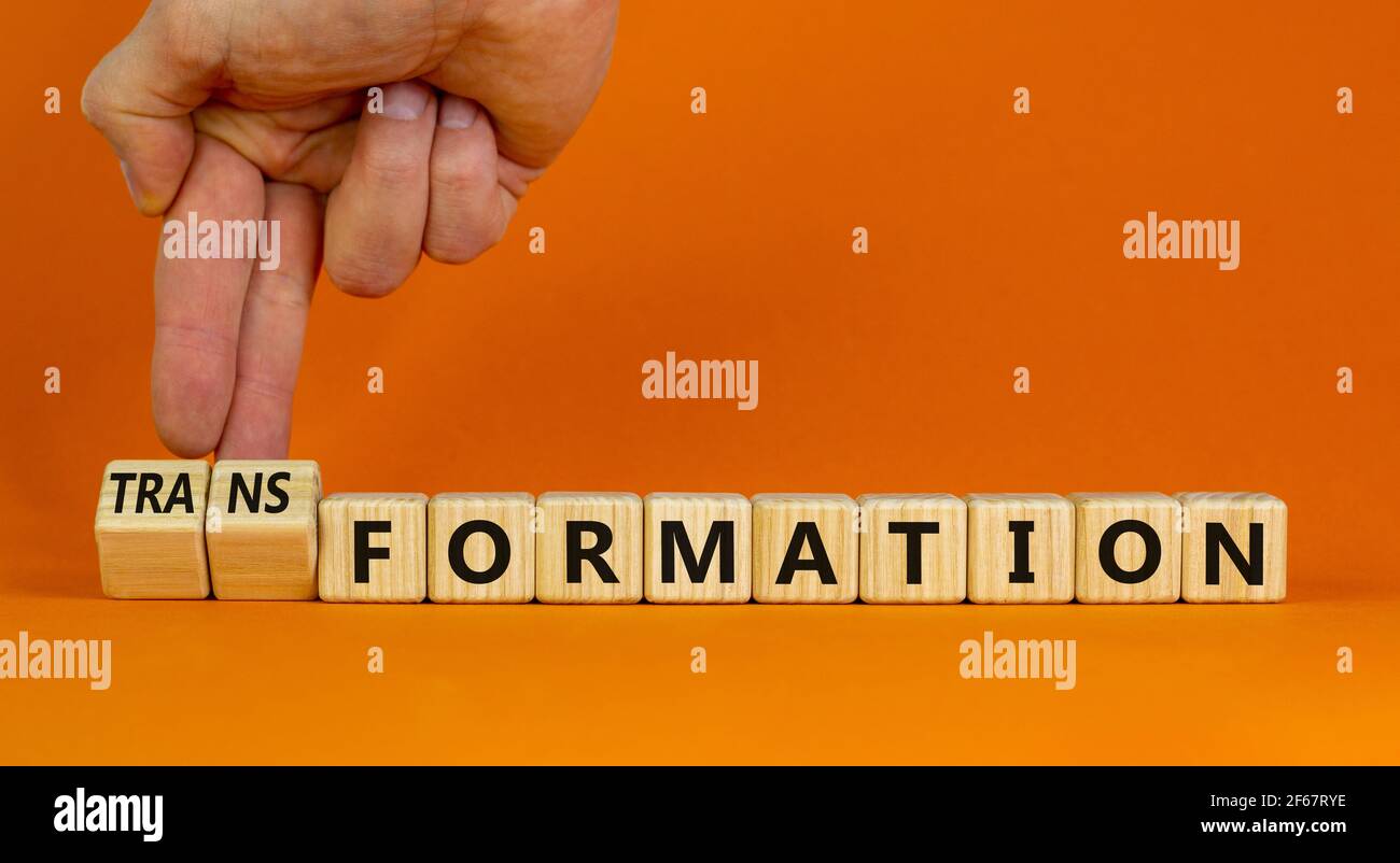 Formation or transformation symbol. Businessman turns cubes and changes ...