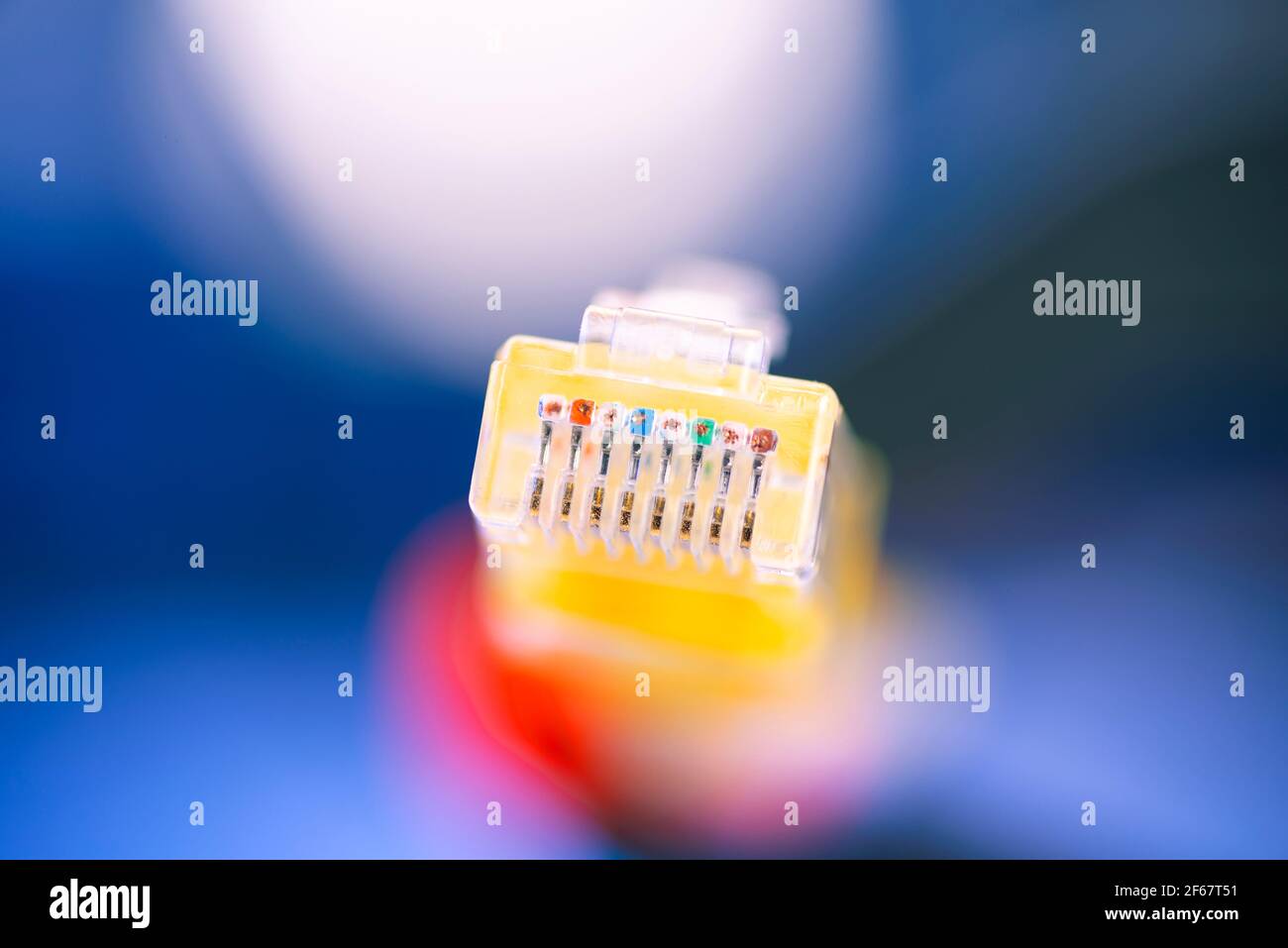 Network cable for connection to the hub Stock Photo - Alamy