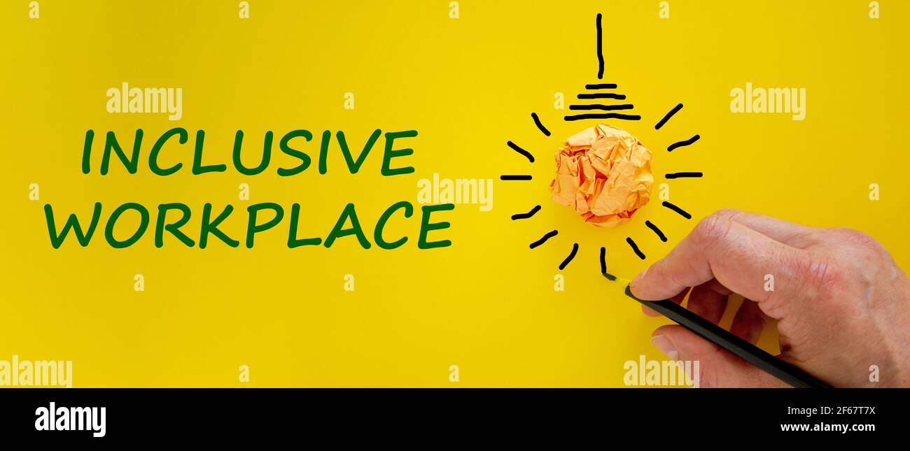 Inclusive workplace symbol. Businessman writing words 'Inclusive ...